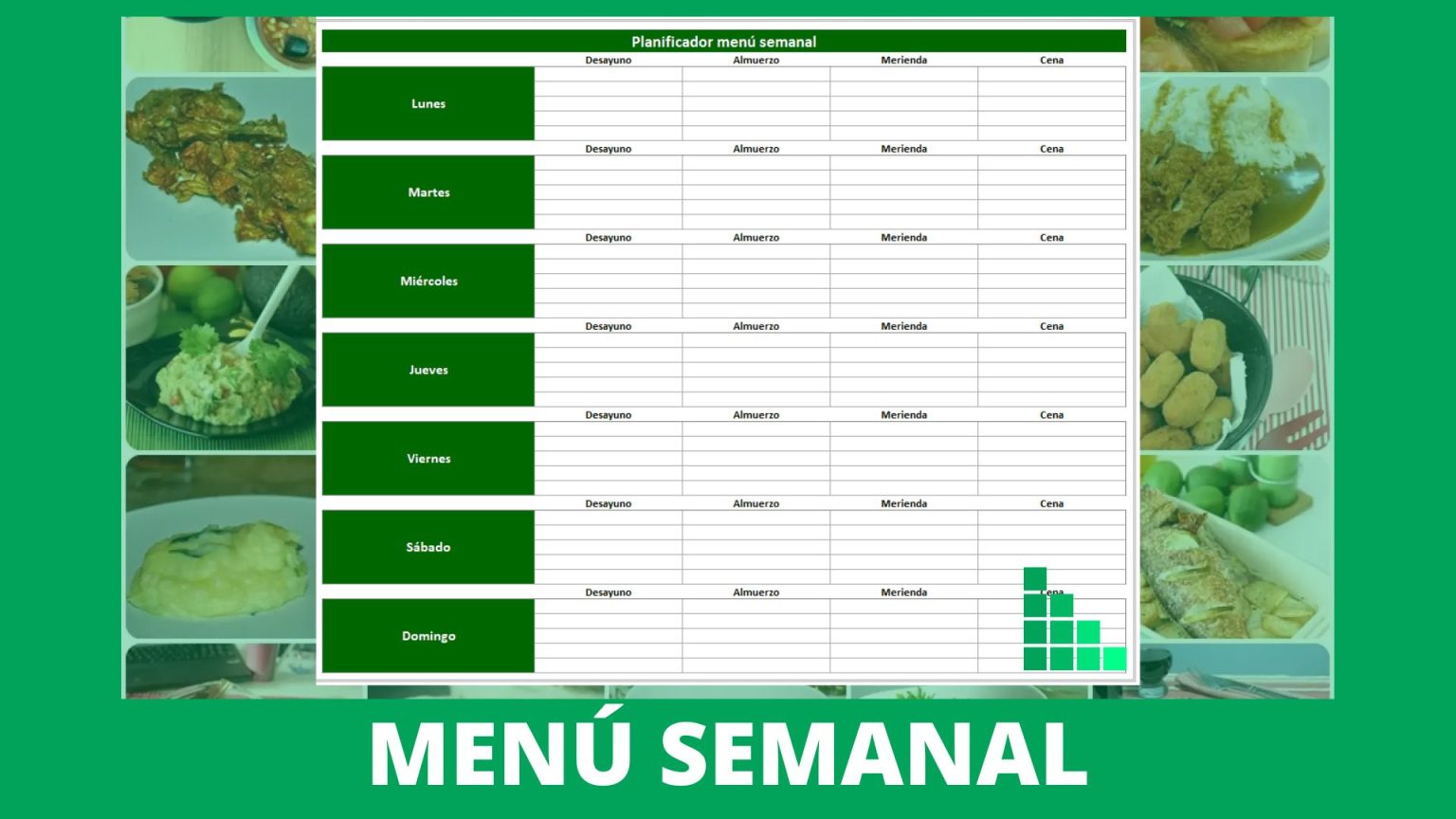 Descargar plantilla Excel para Menú Semanal Personalizable